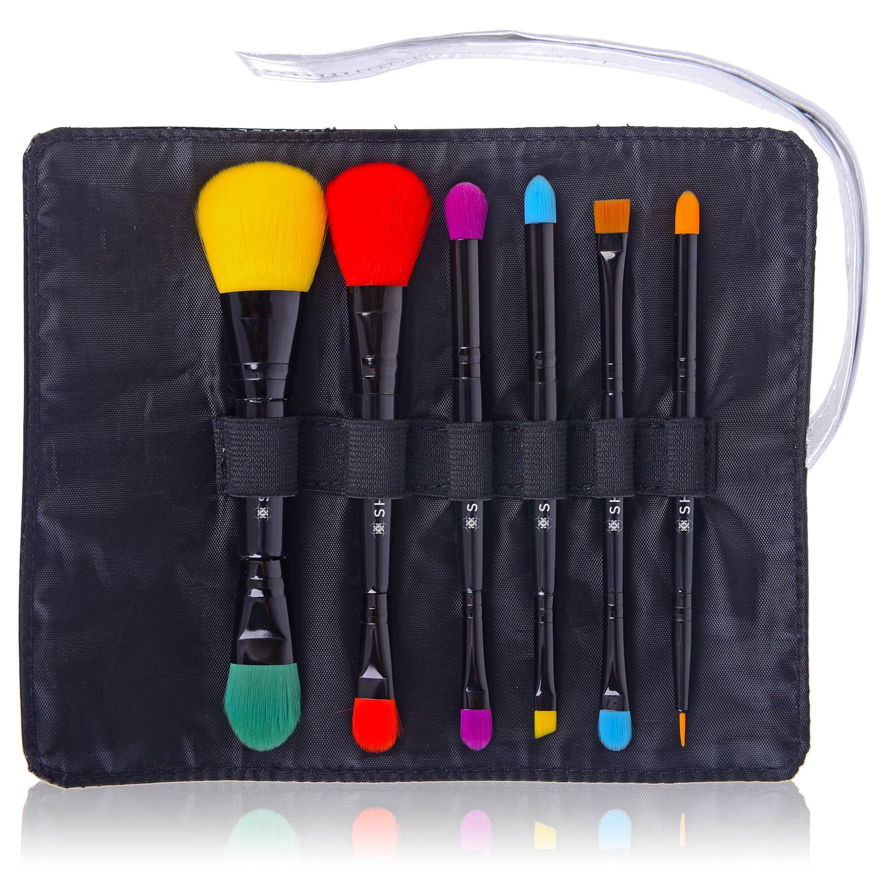 LUNA 6 PC Double Sided Travel Makeup Brush Set with Pouch
